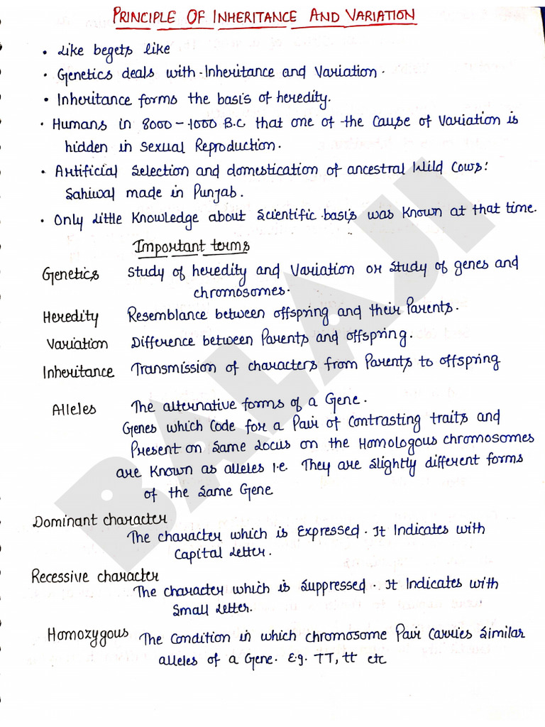 Principles of Inheritance and Variation | PDF