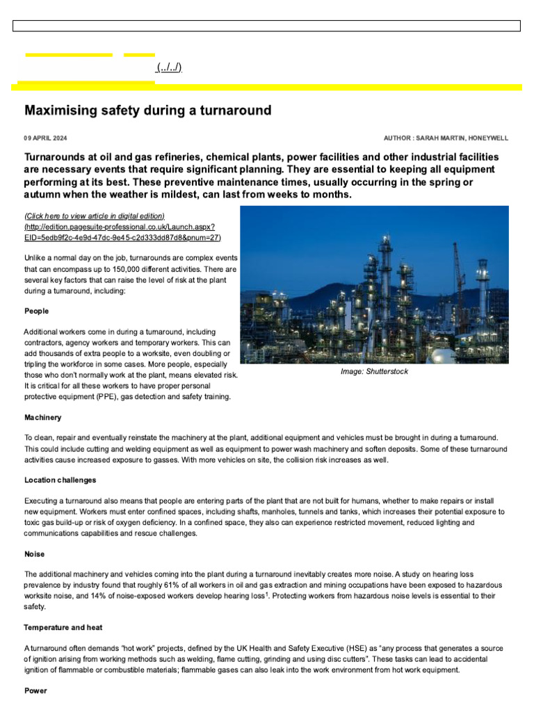 HazardEx - Maximising Safety During a Turnaround | PDF