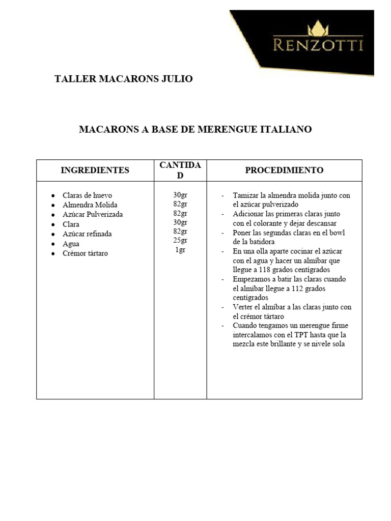 Macarons Julio | PDF | Crema | Chocolate