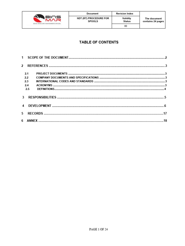 60091001DBQR00471 EXCO 00 NDT (RT) PROCEDURE FOR SPOOLS (Rev.01) | PDF ...
