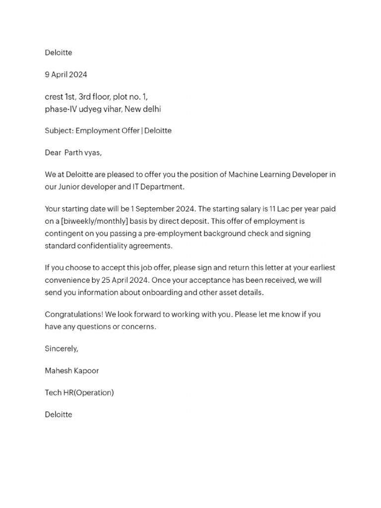 Offer Letter | PDF