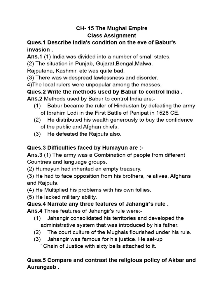 Ch - 15 Mughal Empire | PDF | Mughal Empire | South Asia