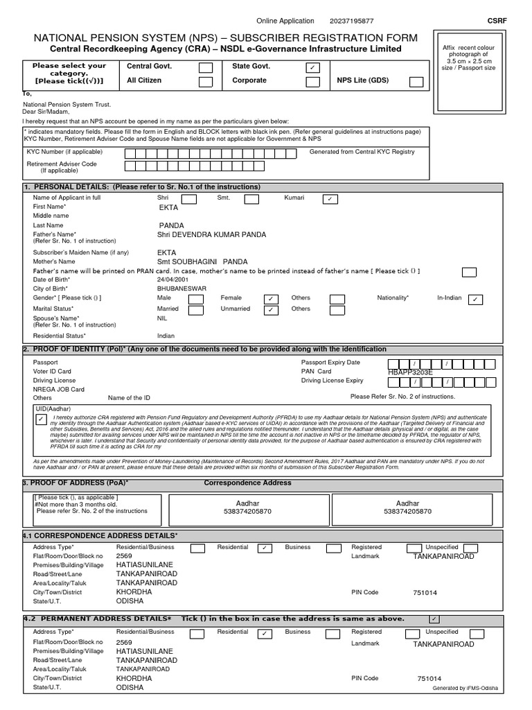 Common Subscriber Registration Form 20237195877 | PDF | Identity Document