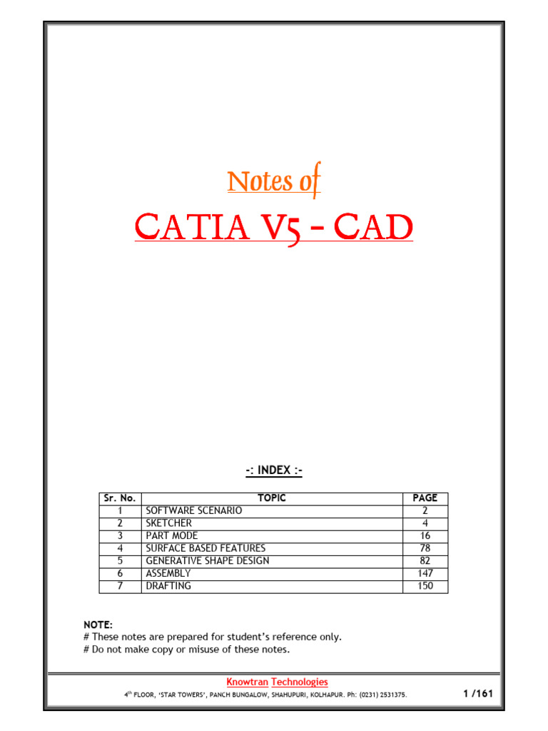 CATIA CAD Notes | PDF | Tangent | Cartesian Coordinate System
