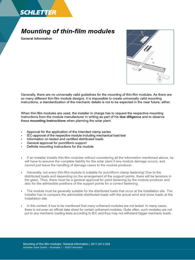 Schletter-Technical Advice-Laminate Mounting-General Information | PDF ...