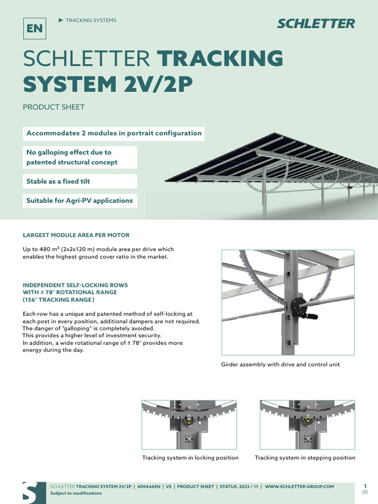 Schletter Datasheet Tracking - System - 2P EN | PDF | Manufactured Goods