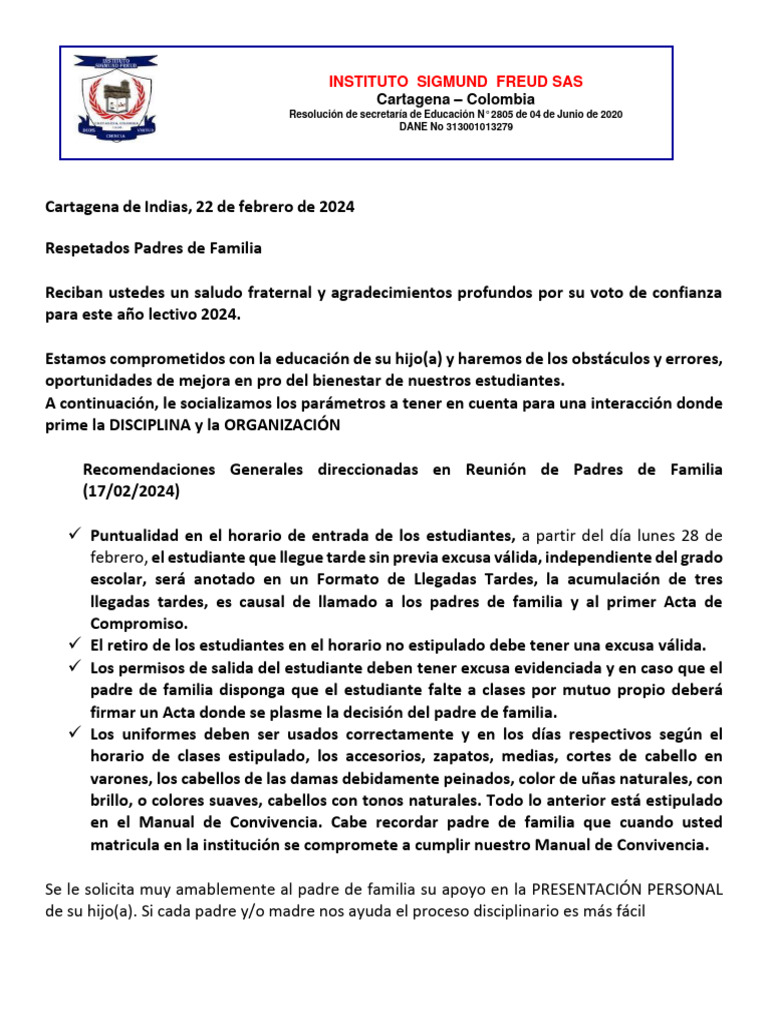 Carta Padres de Familia Sigmund Freud 2202 | PDF