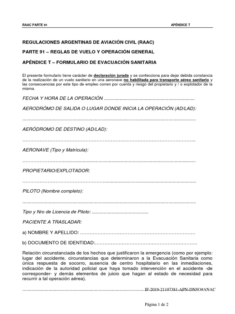 formulario t | PDF | Aviación | Seguridad de la aviación