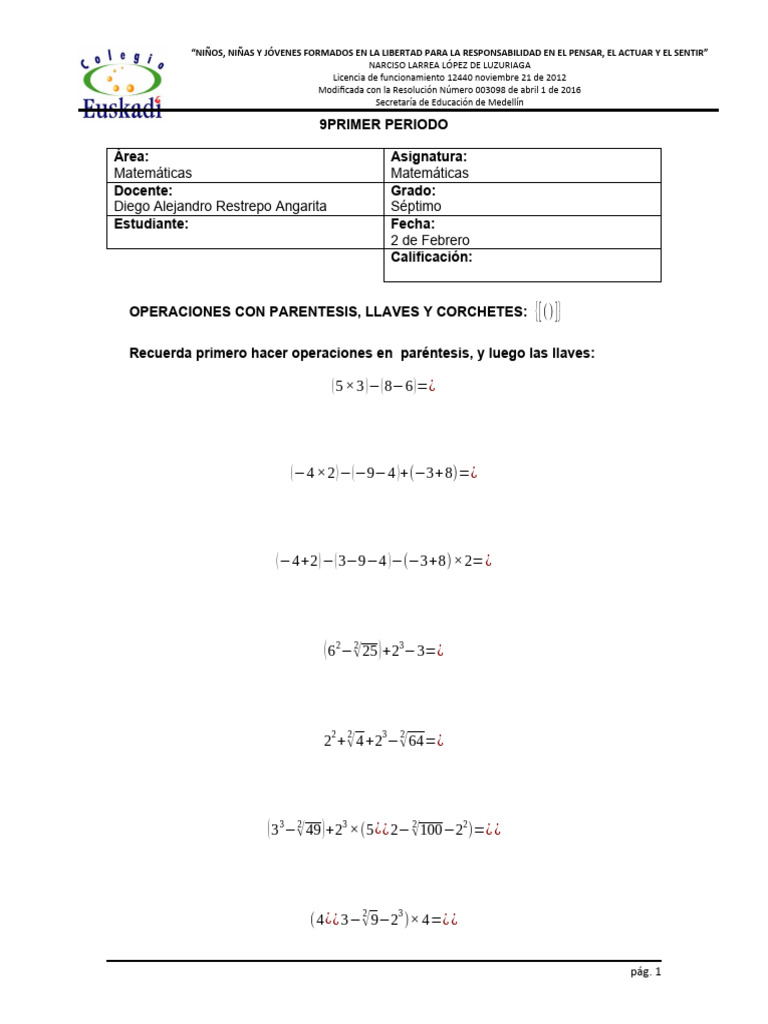 Operaciones Jerarquia de Operaciones | PDF