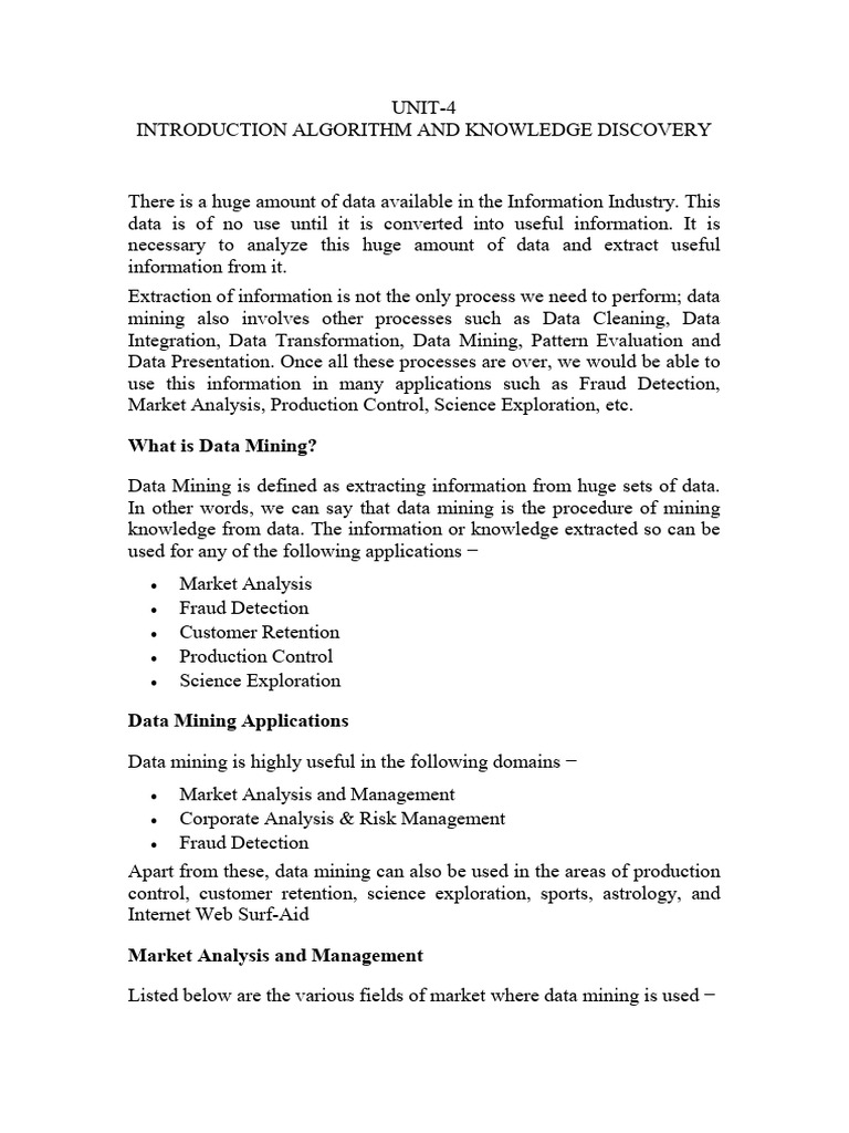 Unit-4 DWM | PDF | Cluster Analysis | Data Mining