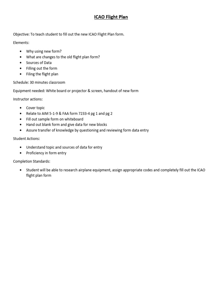 Filling Out the ICAO Flight Plan Form | PDF | Instrument Flight Rules ...