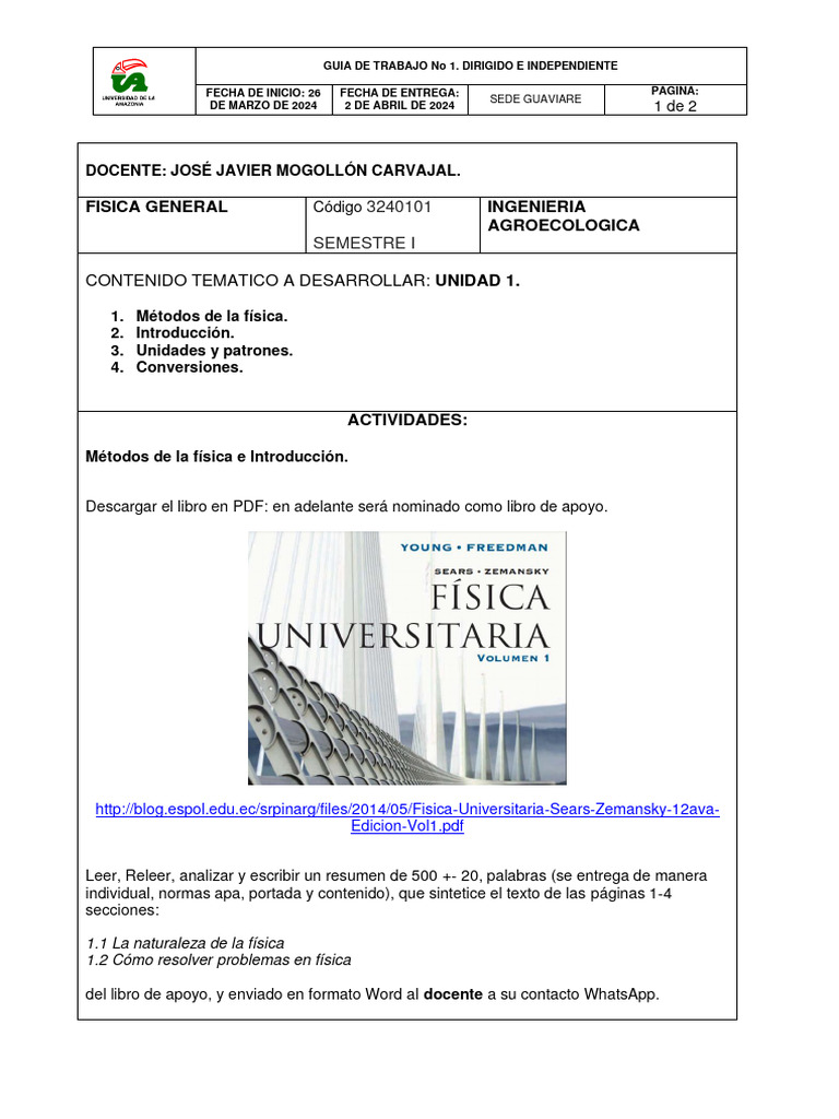 Guia1 Fisica General Kathe | PDF
