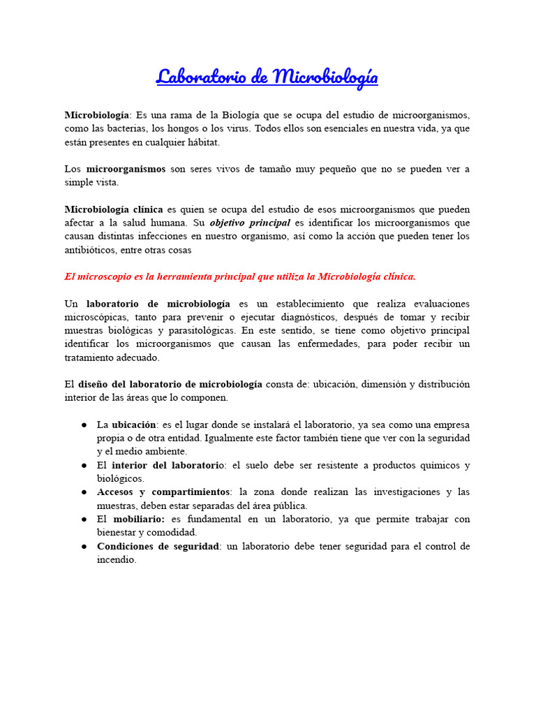 Resumen de Micro Lab PDF | PDF | Especialidades Medicas | Ciencias de la vida