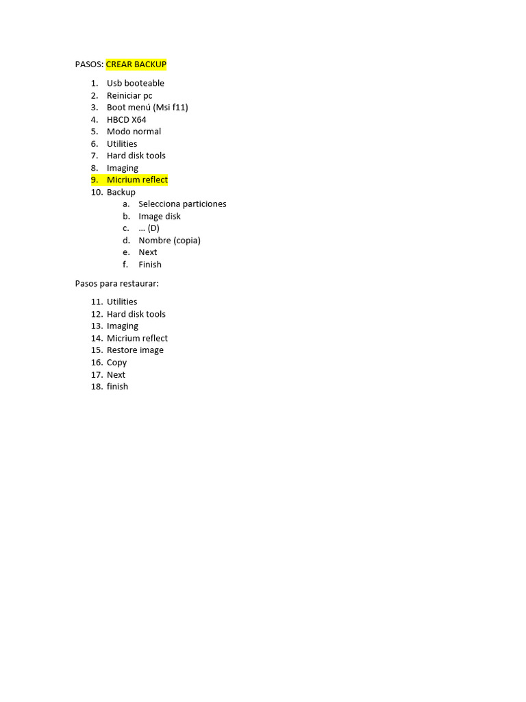Crear y Restaurar Backup con Micrium Reflect | PDF | Games & Activities ...