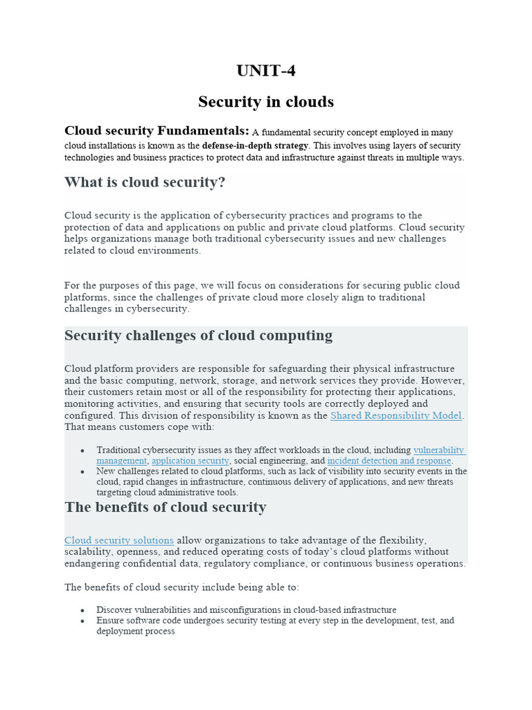 UNIT-4_Security_in_clouds | PDF | Cloud Computing | Security