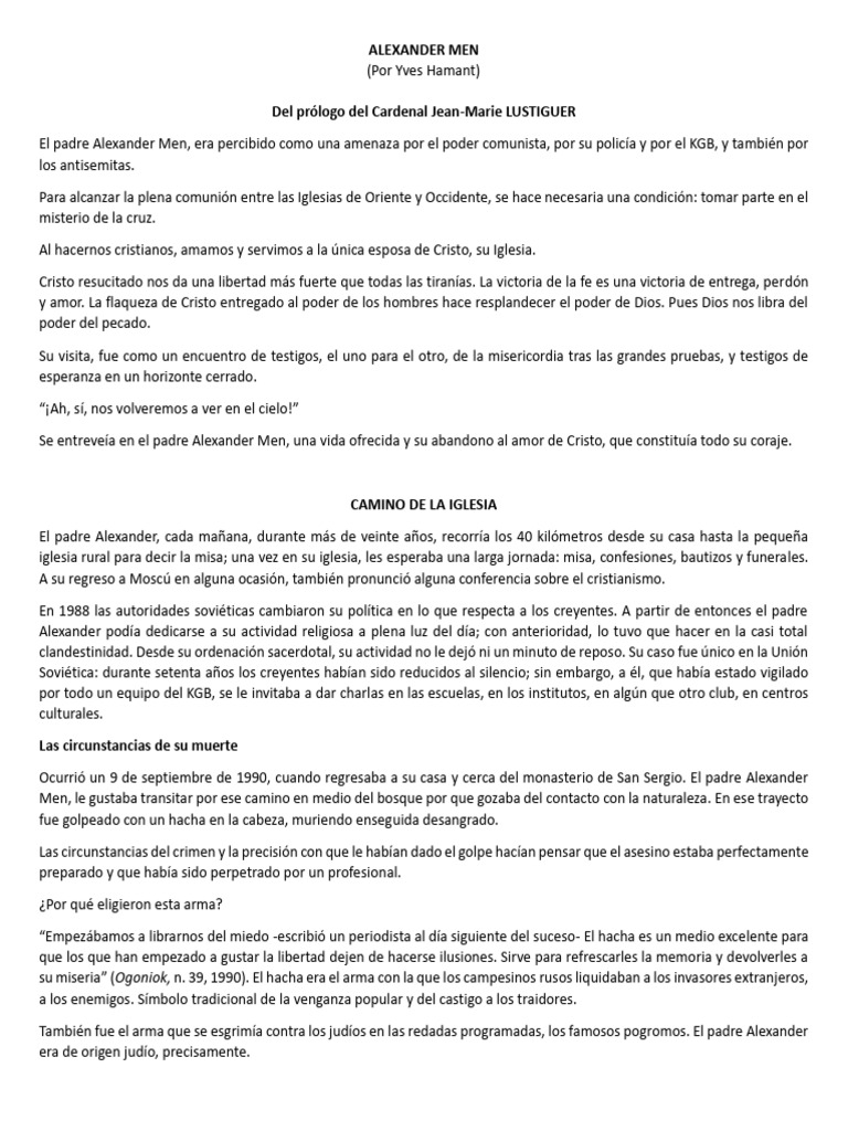 Legado del Padre Alexander Men | PDF | Iglesia Ortodoxa Rusa | Iglesia ...