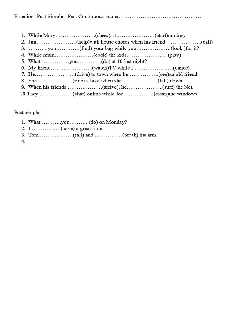 B Senior Past Simple | PDF