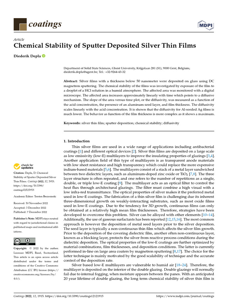 Sputtering | Download Free PDF | Thin Film | Sputtering