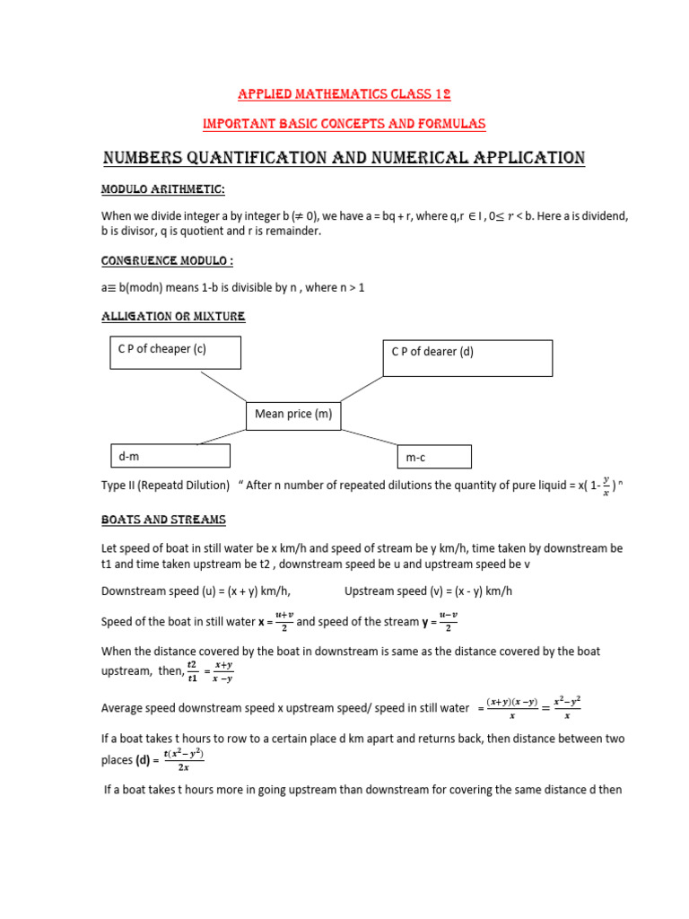 Quick Recap Applied Maths Formula Sheet Class 12 | PDF | Matrix (Mathematics) | Determinant