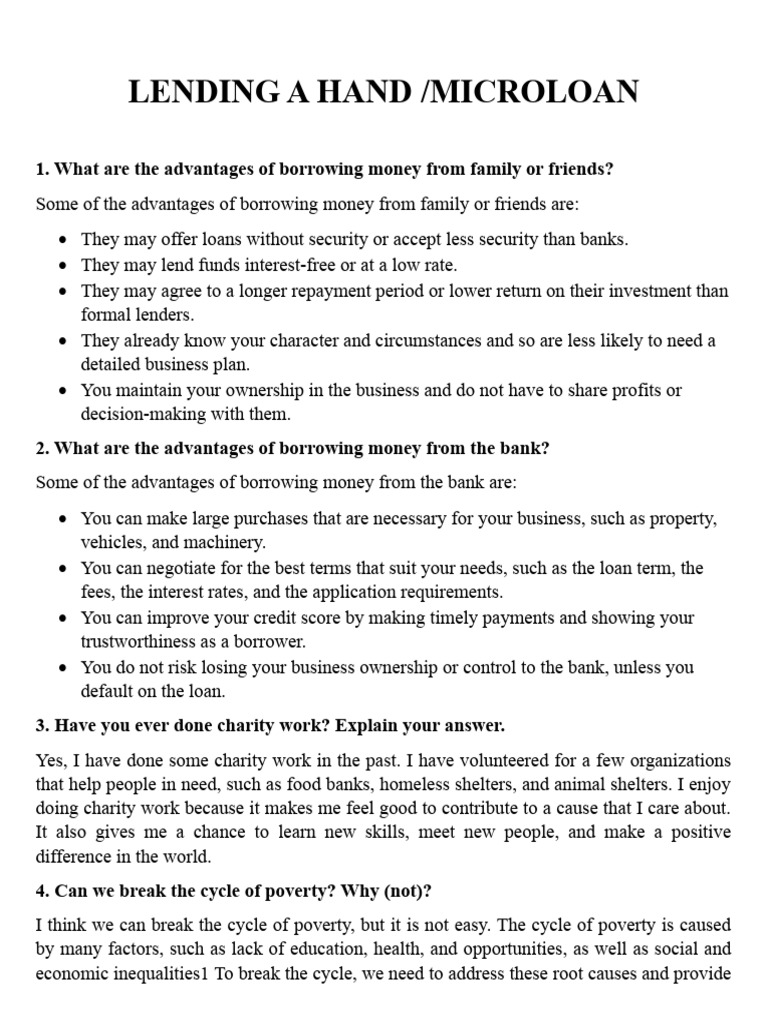 Lending A Hand | PDF | Loans | Microcredit