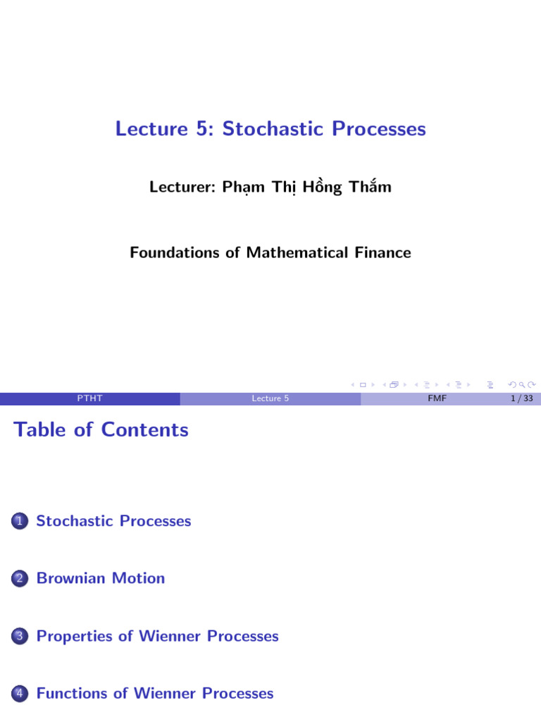 chương 5 toán tài chính | PDF | Stochastic Process | Probability Distribution