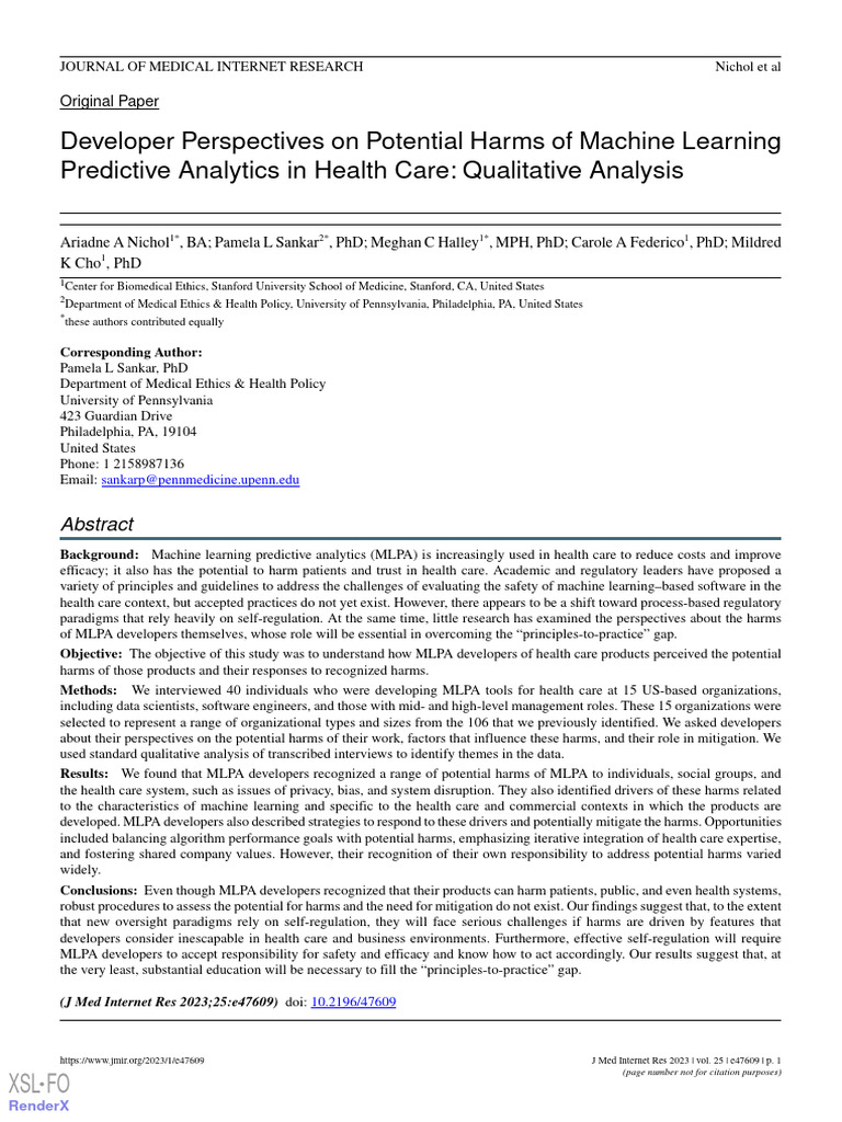 Developer Perspectives On Potential Harms of Machine Learning ...