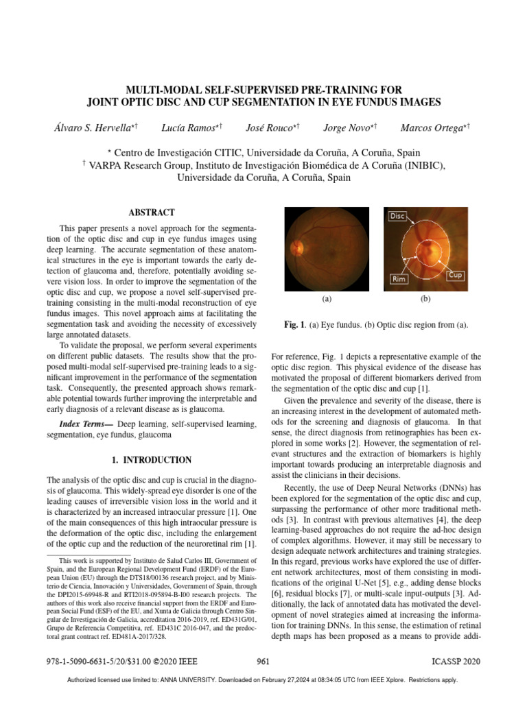 Multi-Modal Self-Supervised Pre-Training For Joint Optic Disc and Cup ... Multi-Modal Self-Supervised Pre-Training For Joint Optic Disc and Cup ...