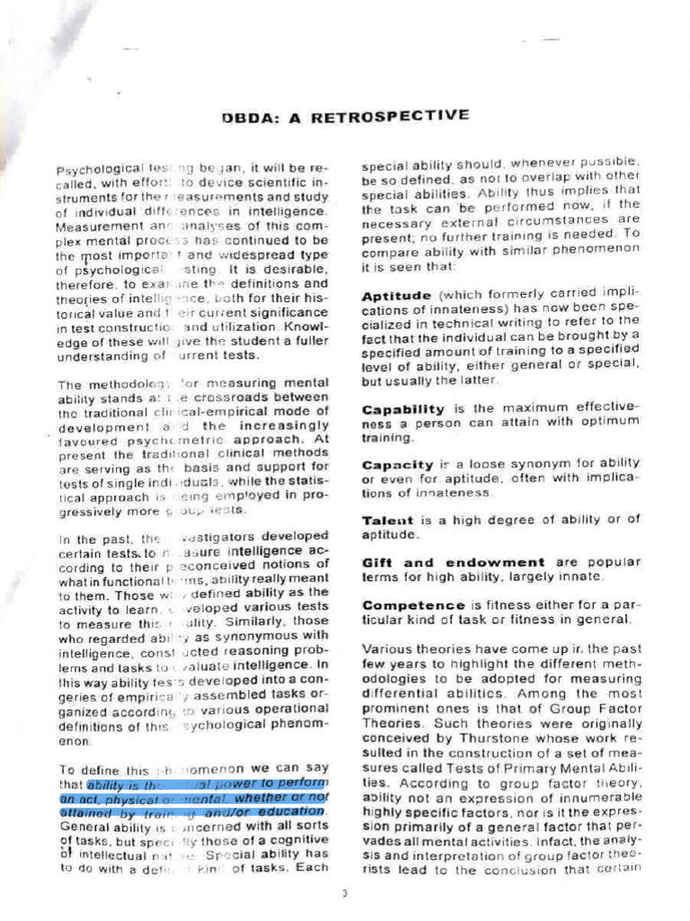 Dbda Manual | PDF | Intelligence | Factor Analysis