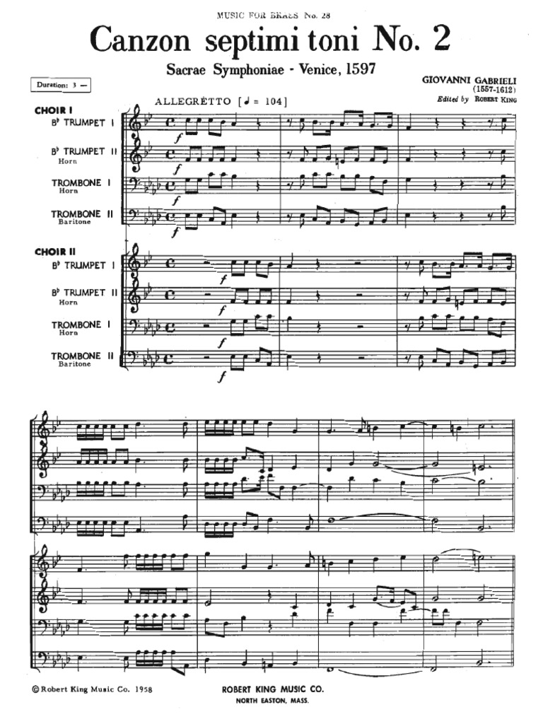 Canzon Septimi Toni No2 - Score | PDF
