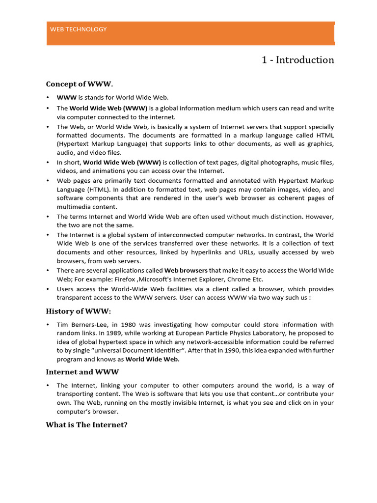 Web Tech Notes Pdf World Wide Web Internet Web