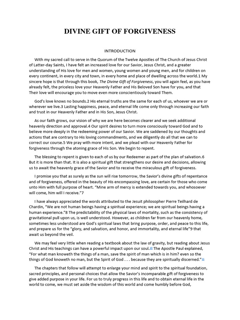 The Divine Gift of Forgiveness Introduction and Chapter 1 | PDF | Jesus ...