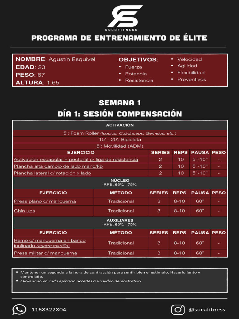 Programa Elite (Mes 1) Agustin Esquivel | PDF | Entrenamiento de fuerza ...