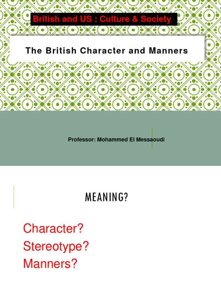 The British Character | PDF | Stereotypes | Psychology