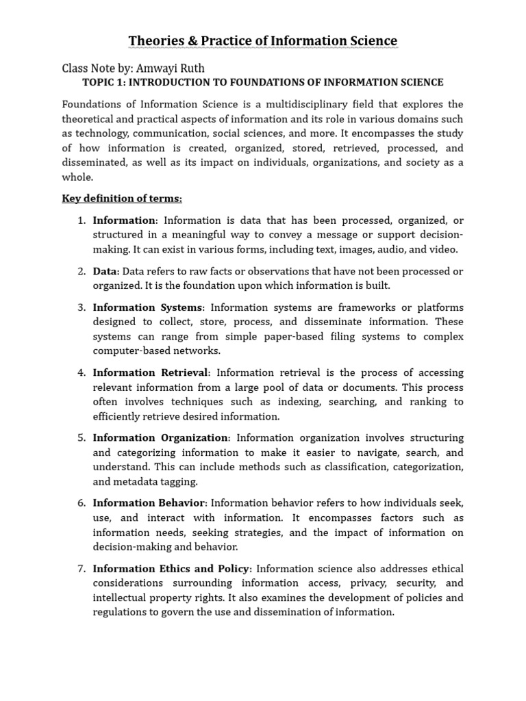 Theories & Practice of Information Science | PDF | Information Science | Libraries