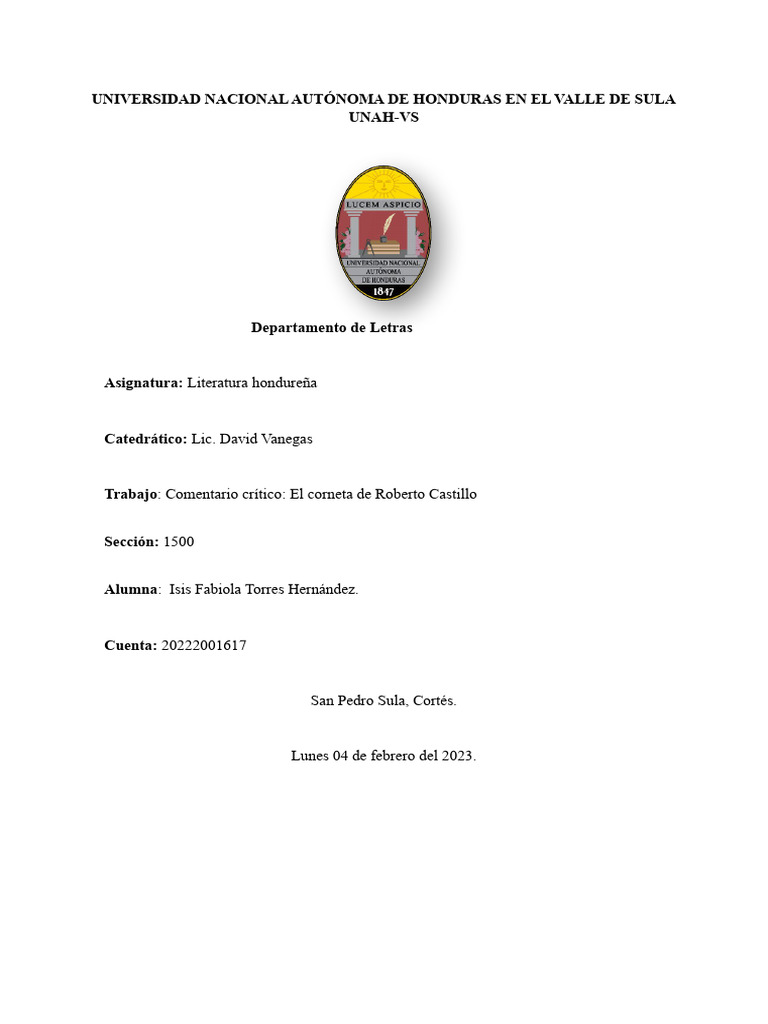 El Corneta, Comentario Crítico | PDF | Honduras