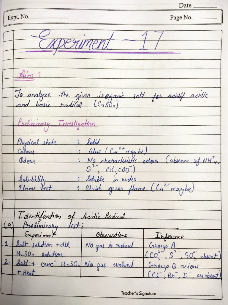 Chemistry Practical ( 17-20) | PDF