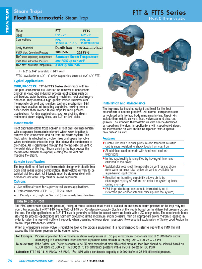FTT FTTS SteamTrap | PDF | Valve | Steam
