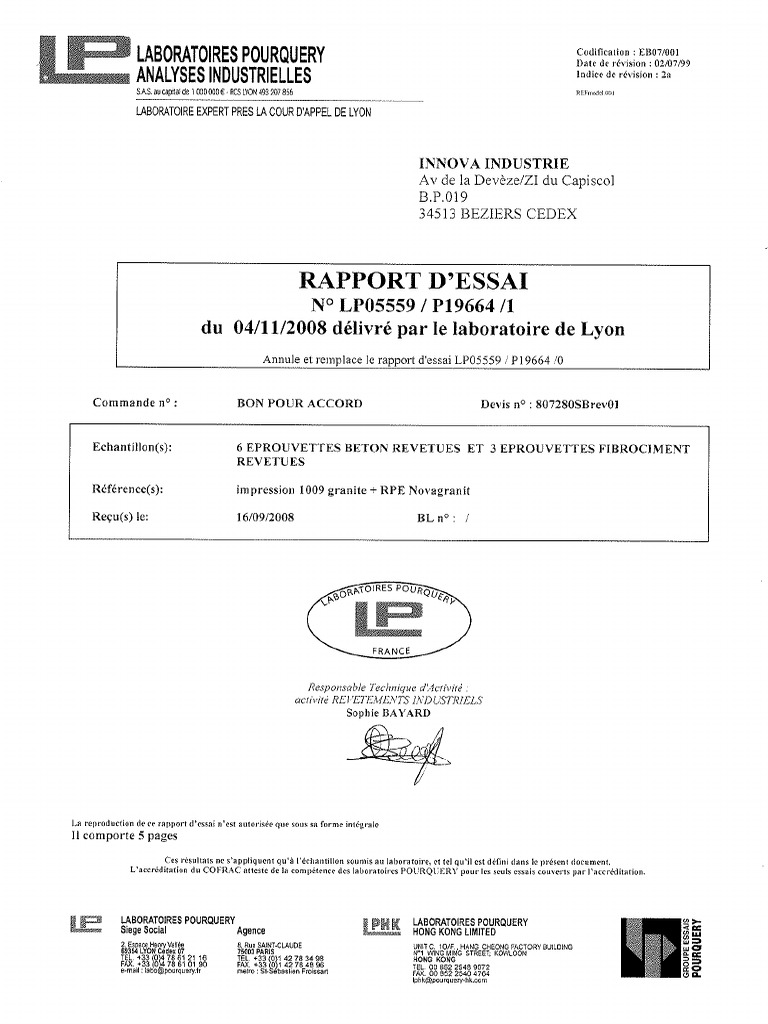 Rapport D'essais Innova 2008 2 | PDF