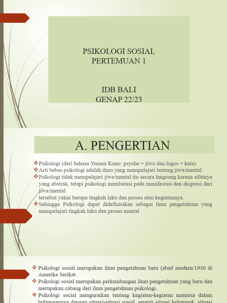 01 Pengertian Psi. Sosial | PDF