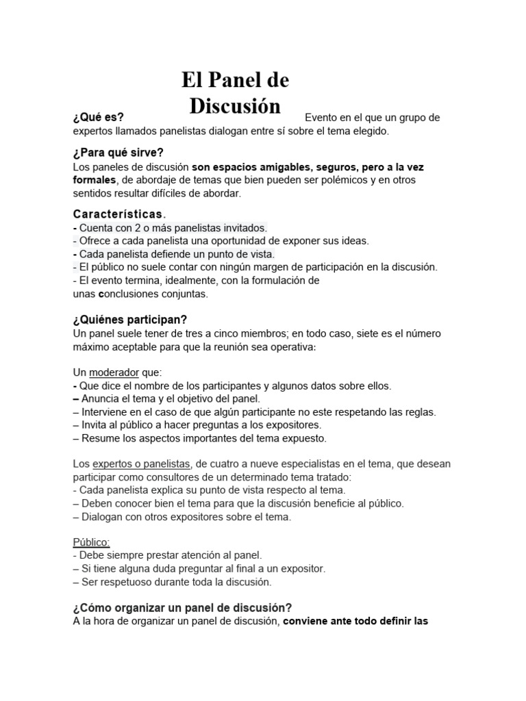 Guía para Paneles de Discusión | PDF