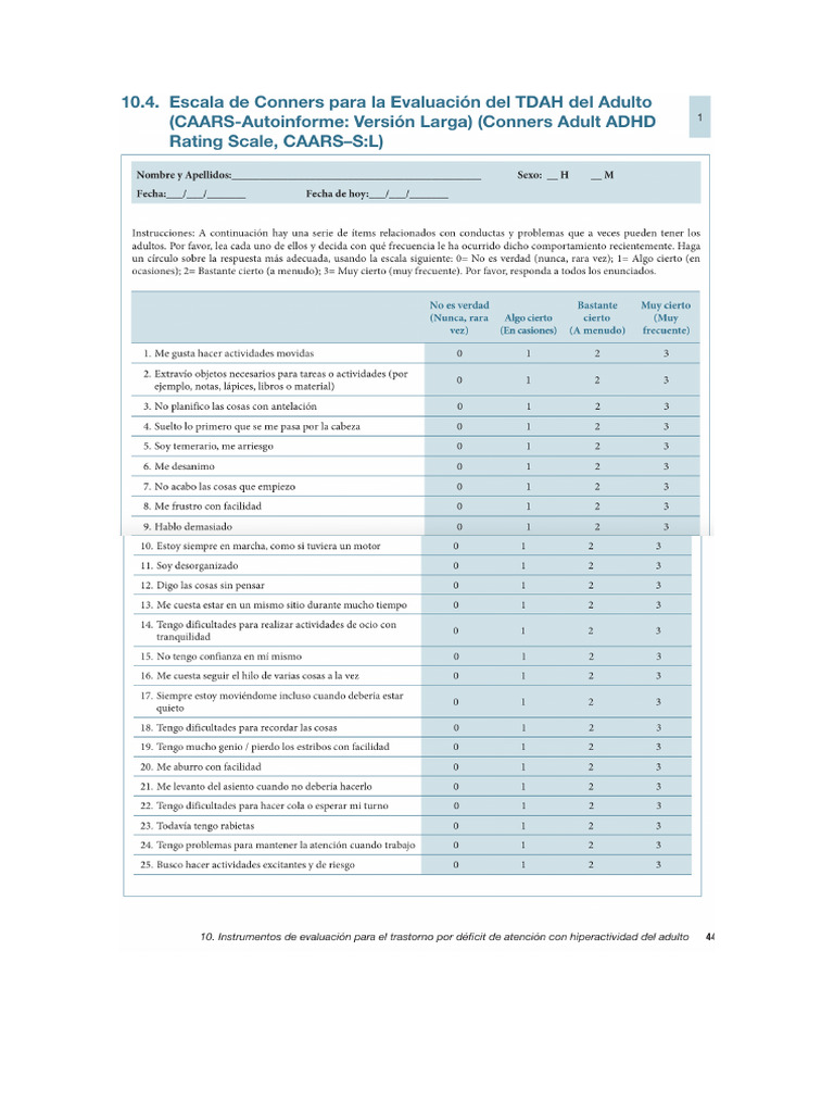 Conners TEST TDAH | PDF | Estilo de vida
