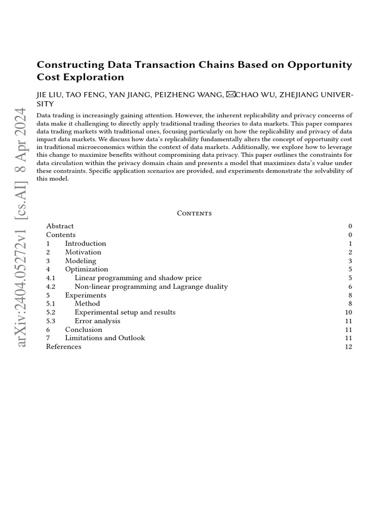 Constructing Data Transaction Chains Based On Opportunity Cost ...