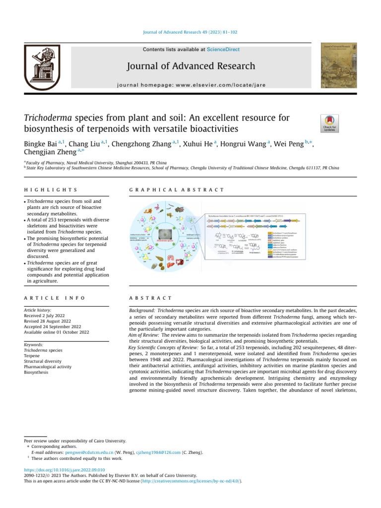 Trichoderma Species From Plant and Soil - An Excellent Resource For Biosynthesis of Terpenoids ...
