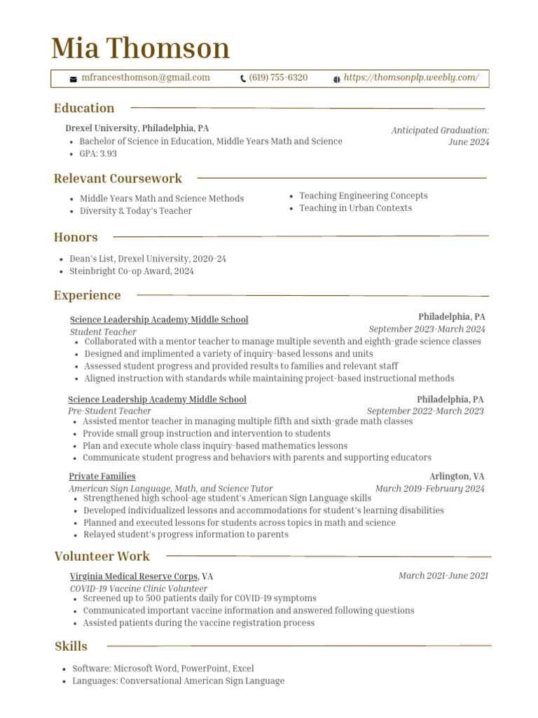 resume thomson | PDF | Teachers | Inquiry Based Learning
