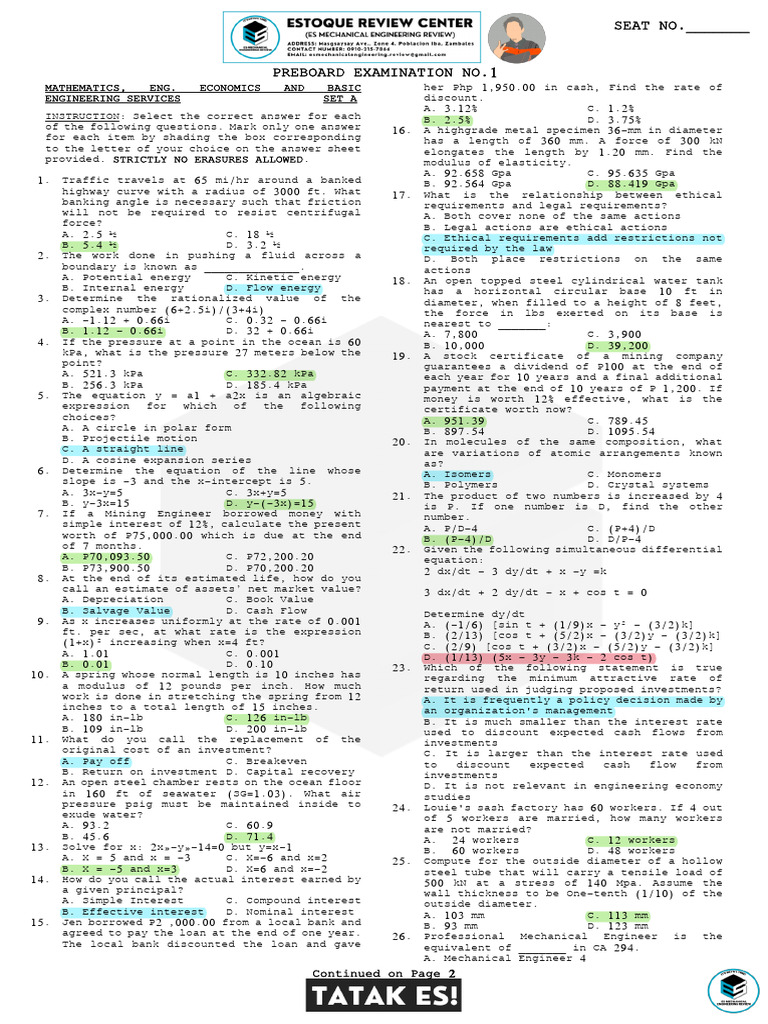 Preboards 1 Mesl | PDF | Force