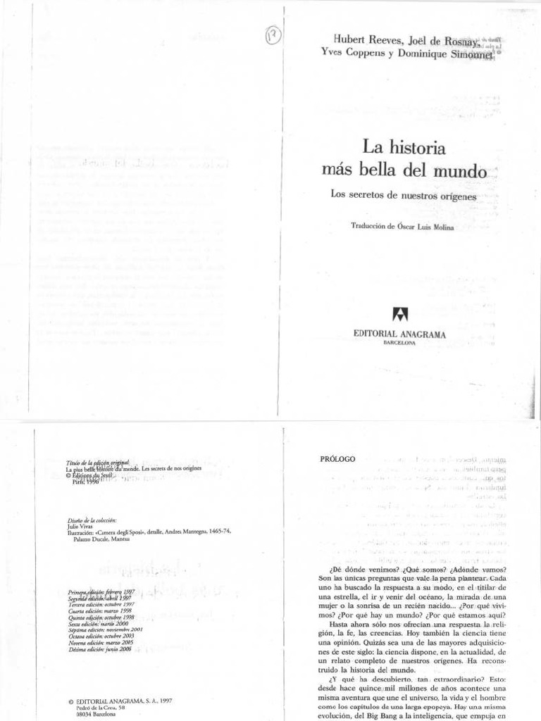 Reeves, Hubert Et Al. La Historia Más Bella Del Mundo. Escena 1 La Cuna ...