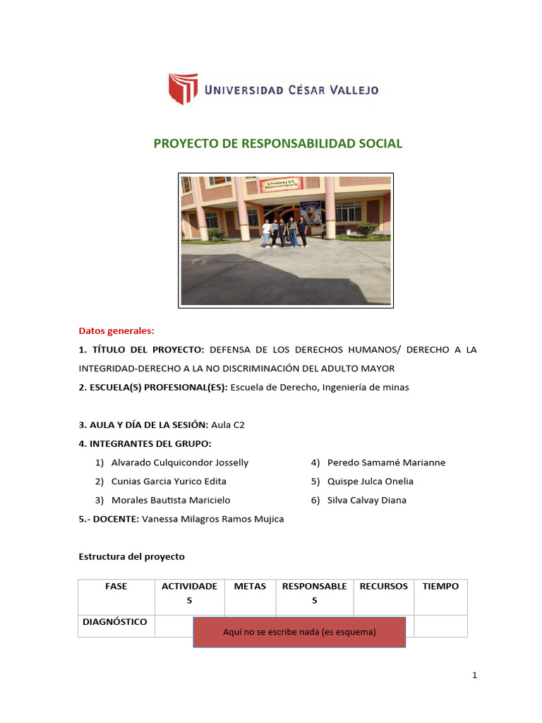 Esquema - Proyecto - Promoción de DDHH - Grupo 3 (Final) | Descargar gratis PDF | Adultos | Vejez