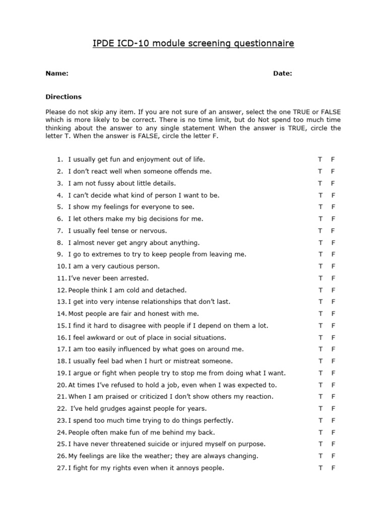 IPDE Personality | PDF