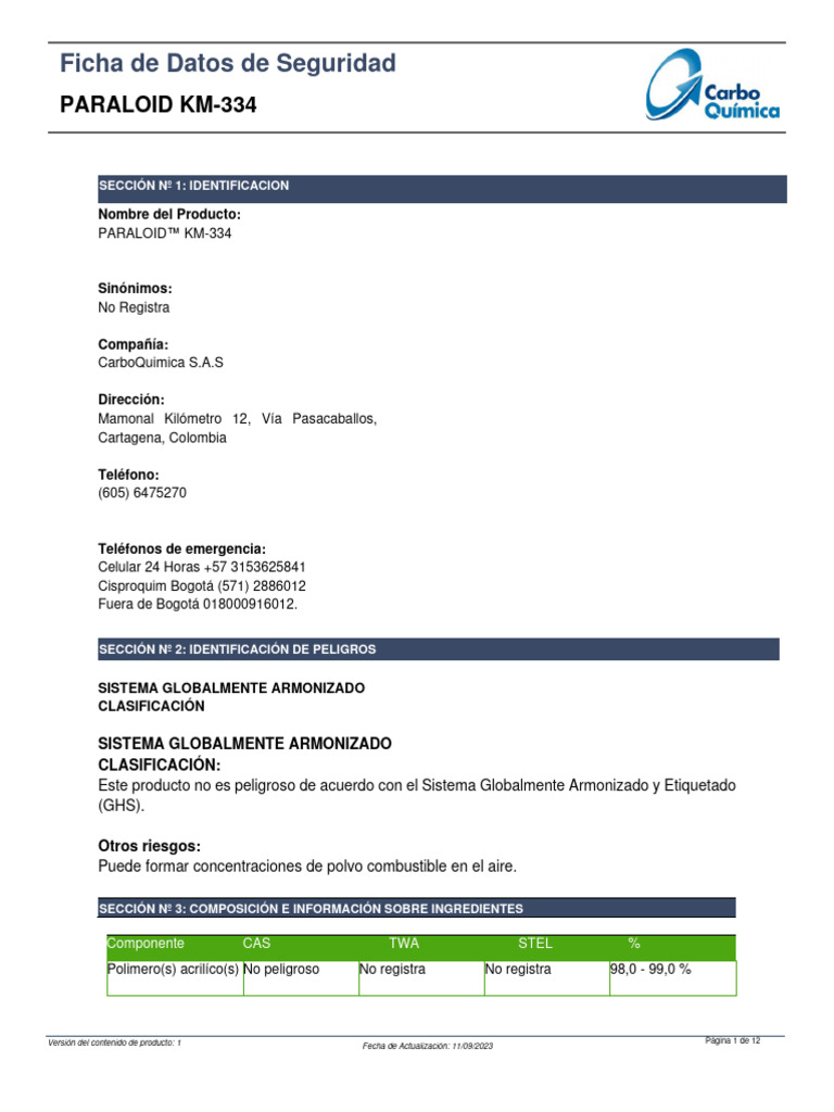 Modificador de Impacto Paraloid KM 334 | PDF | Toxicidad | Residuos