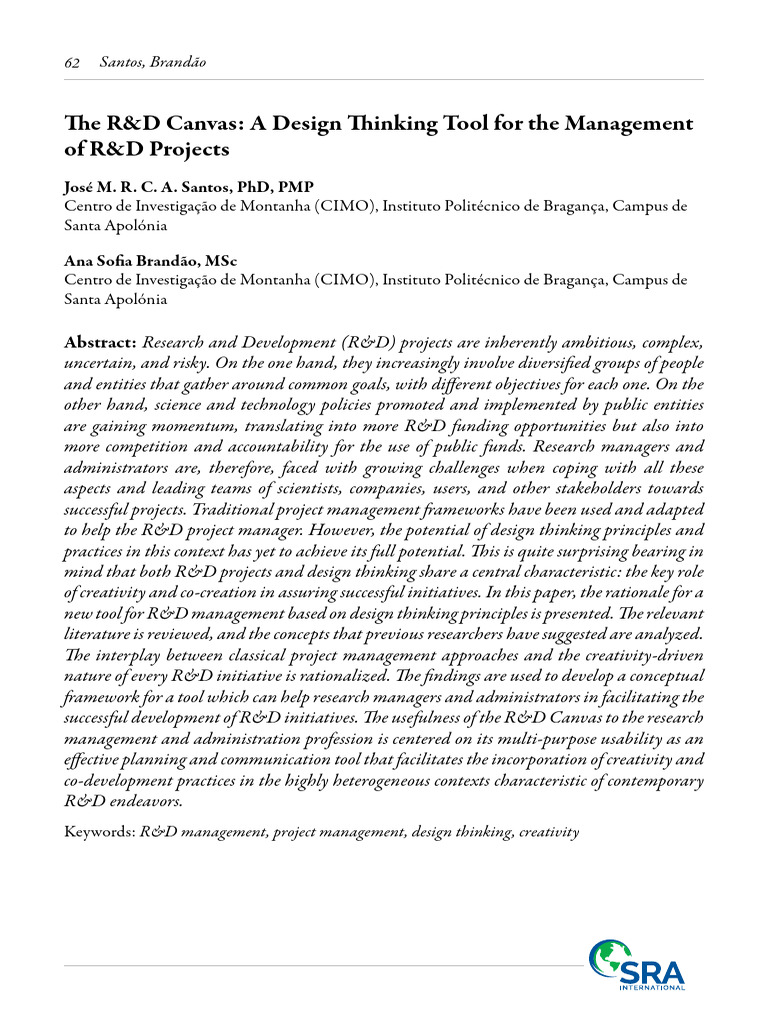 A Design Thinking Tool for the Management of R&D Projects | PDF ... A Design Thinking Tool for the Management of R&D Projects | PDF ...